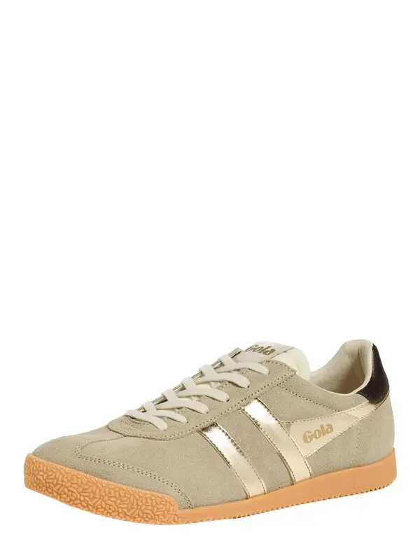 Gola Elan Glitz Suede Sneakers - Bone/gold/dark Brown