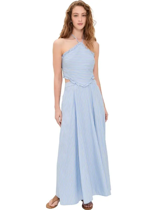 Line & Dot Tobie Halter Midi Dress - Blue