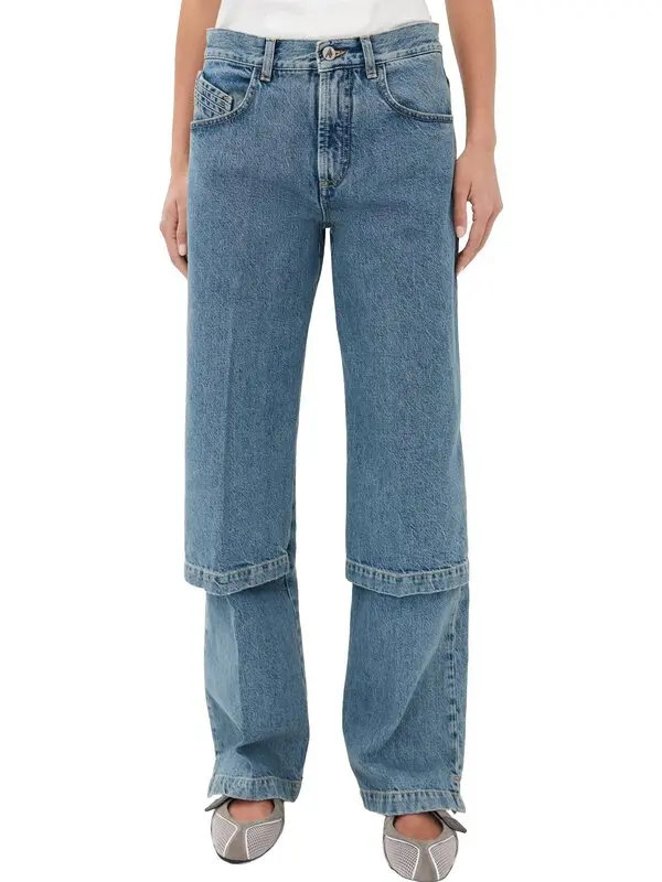 Attico Paneled Wide-leg Jeans - Sky Blue