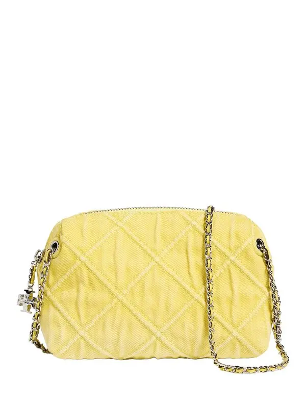 Tory Burch Fleming Denim Soft Crossbody Bag - Yellow
