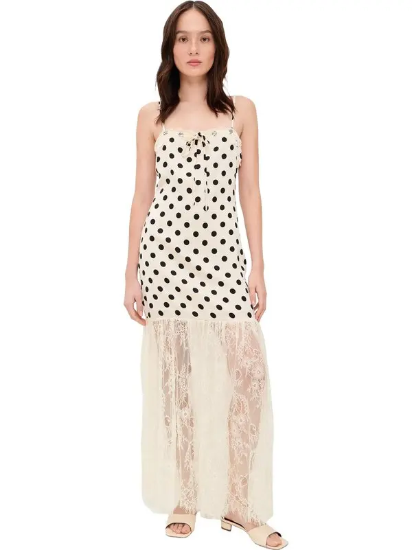 BAILEY ROSE Polka-dot Print Maxi Dress - Cream