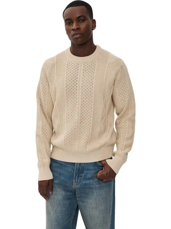 Guest In Residence Allday Cable Crew Sweater - Sandstone