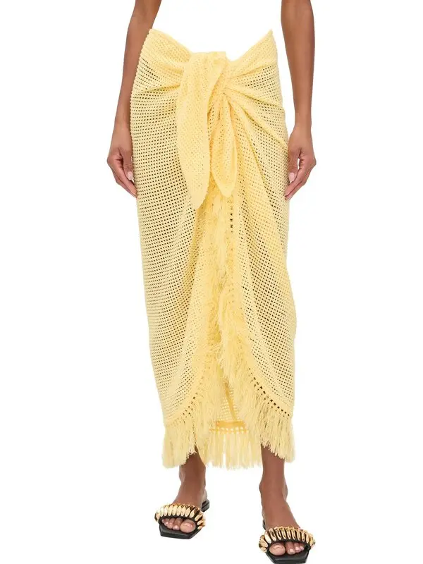 Simkhai Katerina Knit Wrap Midi Skirt - Buttercream