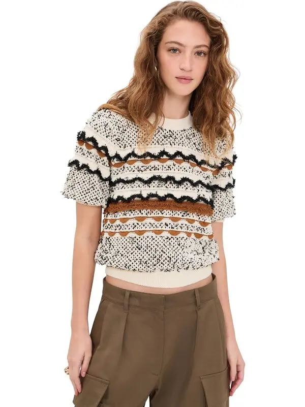 Ulla Johnson Andira Short Sleeve Knit Top - Scallop