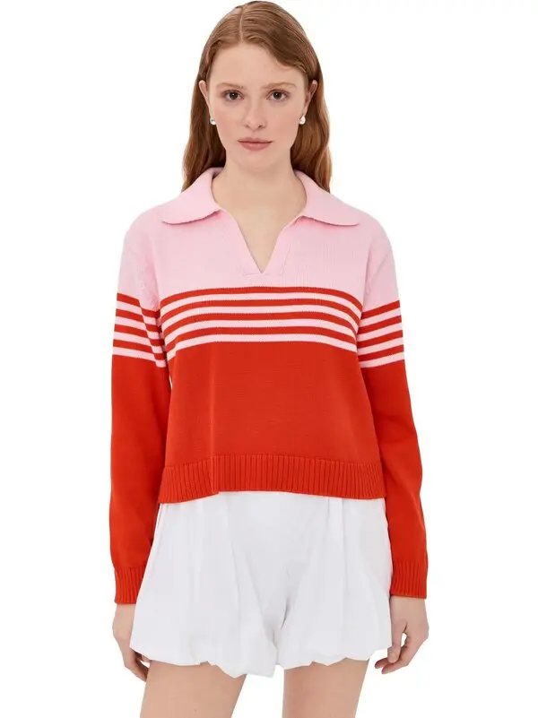 Simkhai Jules Knit Polo Sweater - Lobster Stripe