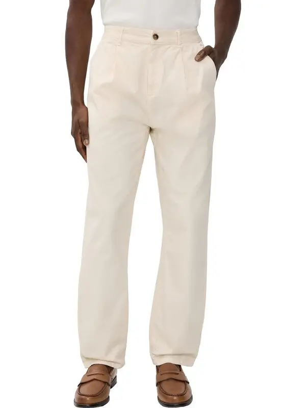 LES DEUX Romeo Pleated Chino Pants - Eggnog White