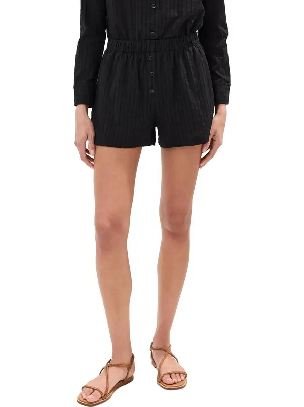 LE BOP Cecelia Eyelet Shorts - Black
