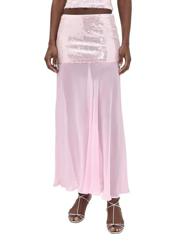 RUNAWAY THE LABEL Adeluna Sheer Bottom Maxi Skirt - Light Pink