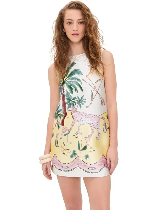 ROAME Sofia Mini Dress With Graphic Botanical Print - Utopia