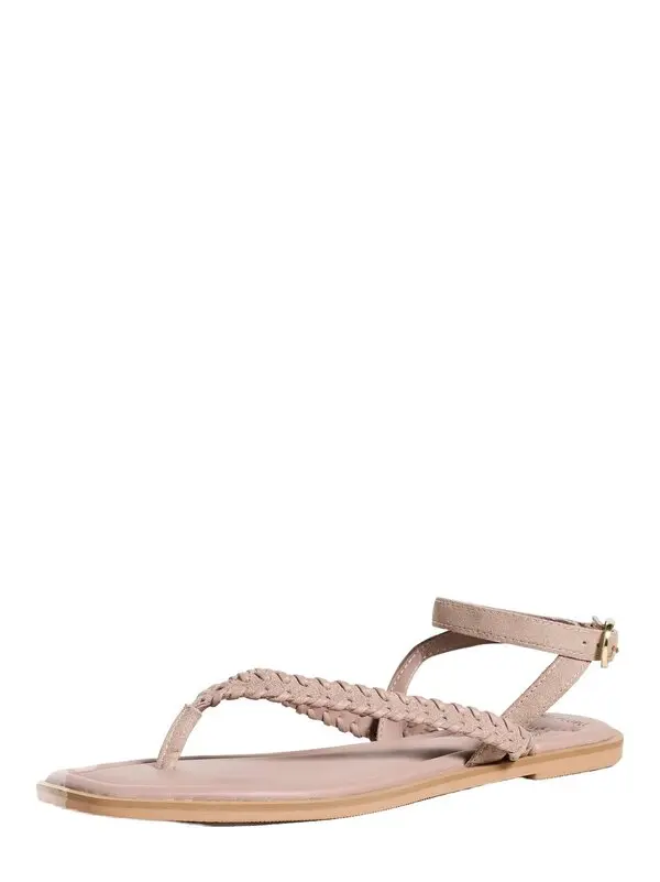 Free People Waverly Whipstitch Thong Sandals - Pearl Blush Suede Co
