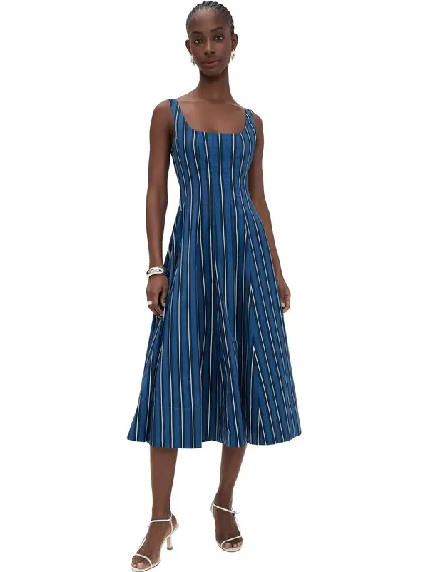 Staud Wells Stripe-print Midi Dress - Echo Stripe