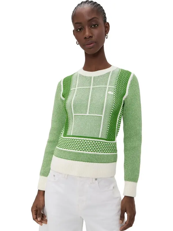 Lacoste Tennis Court Graphic Sweater - Flour/billiard Green