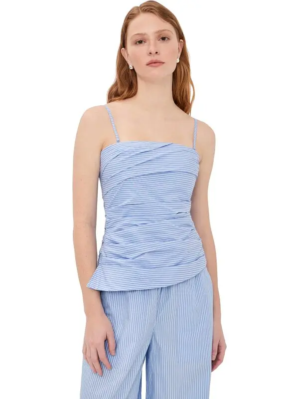 Simkhai Emerson Ruched Bustier Top - Periwinkle Stripe