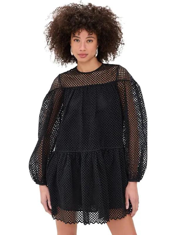 Ulla Johnson Jaclyn Eyelet Mini Dress - Noir
