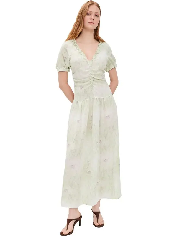 Baum Und Pferdgarten Abelline Maxi Dress - Distorted Green Flower