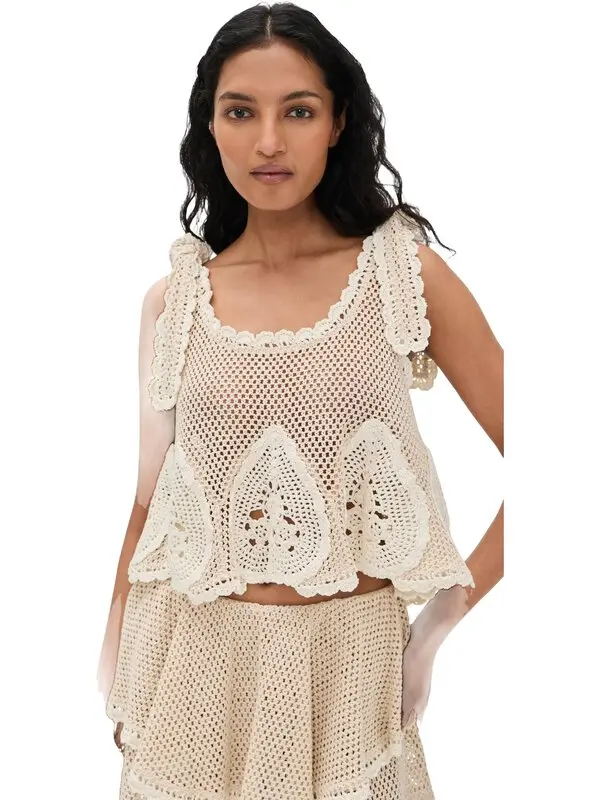 Sea Madelyn Crochet Tank - Cream