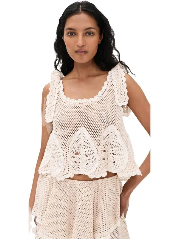 Sea Madelyn Crochet Tank - Cream