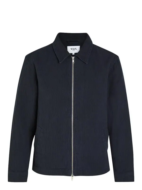 WAX LONDON Eldon Crinkled Cotton And Linen-blend Jacket - Navy