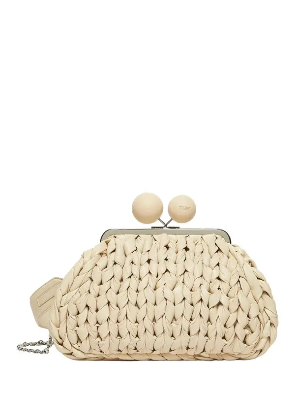 Max Mara Woven Leather Pasticcino Clutch - White
