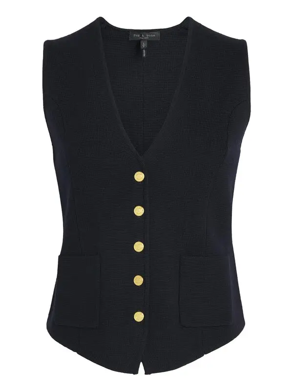 Rag & Bone Merino Wool Portia Sweater Vest - Navy