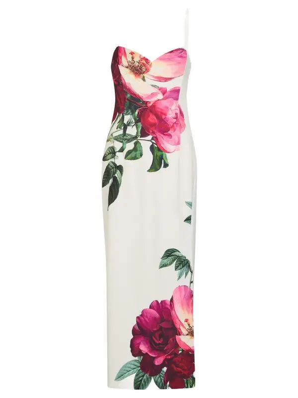 Alice + Olivia Nina Floral-print Satin-crepe Midi Dress - White