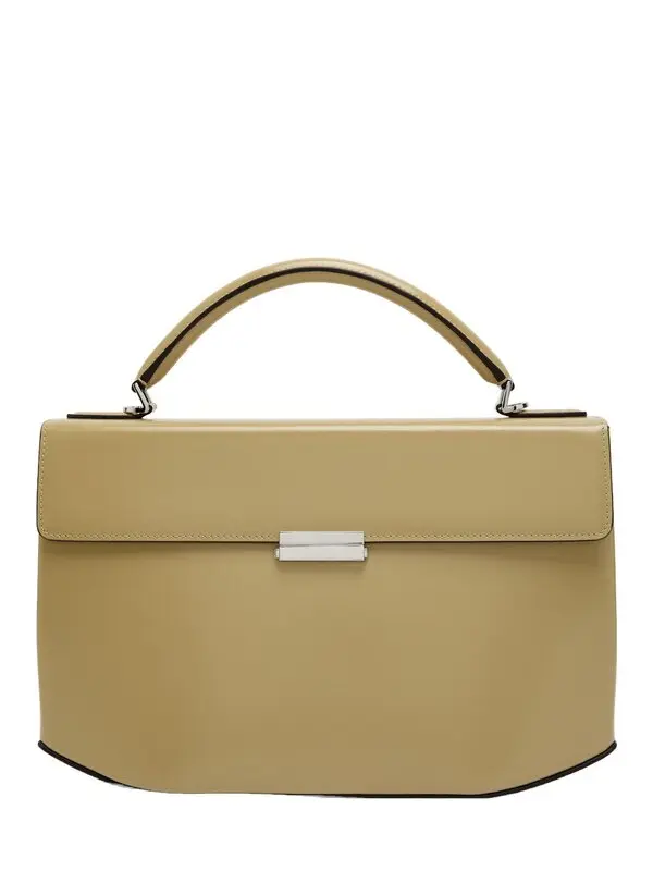 TOTEME Glossed Leather Top Handle Bag - Beige