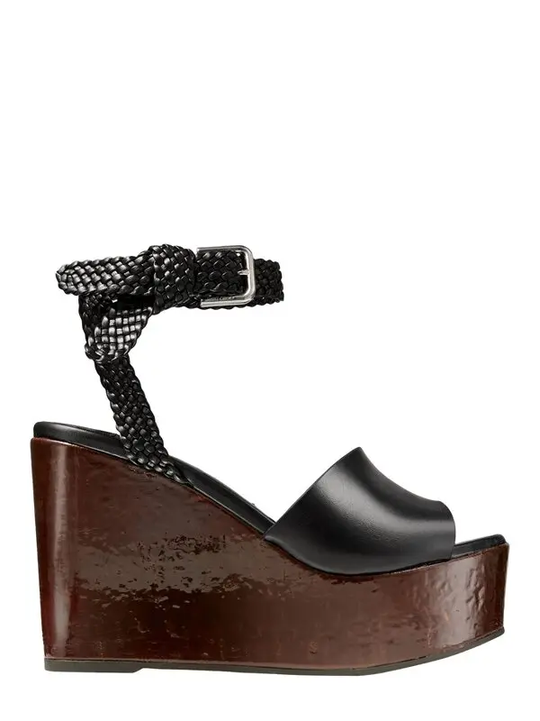 JIMMY CHOO Jori 100 Leather Wedge Sandals - Black