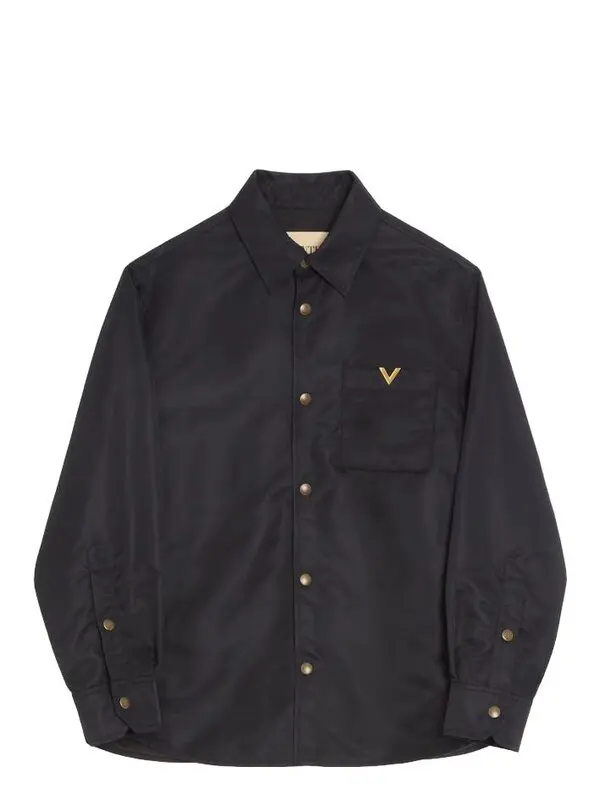 Valentino Garavani Nylon Shirt Jacket With Vgold - Black