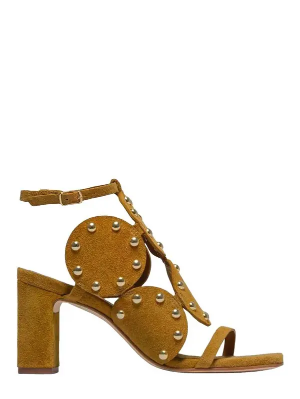 Bernardo New Moon Studded Heeled Sandals - Brown