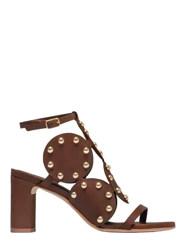 Bernardo New Moon Studded Heeled Sandals - Brown
