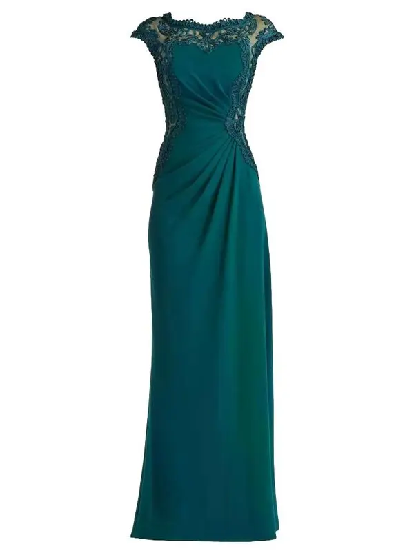 Tadashi Shoji Lace Appliqued Maxi Dress - Green