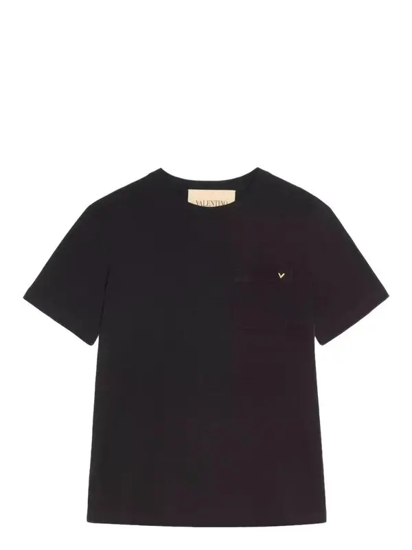 Valentino Garavani Cotton T-shirt With Vgold - Black