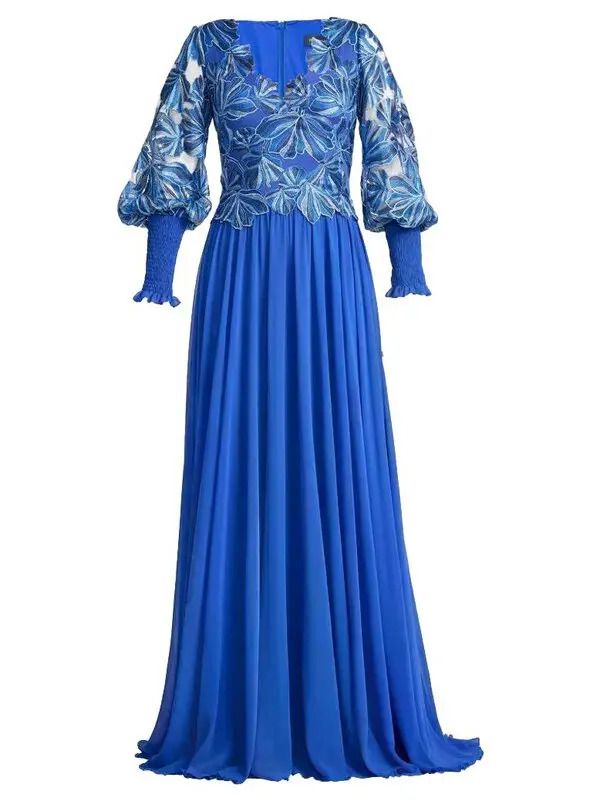 Tadashi Shoji Floral Long-sleeve Dress - Blue