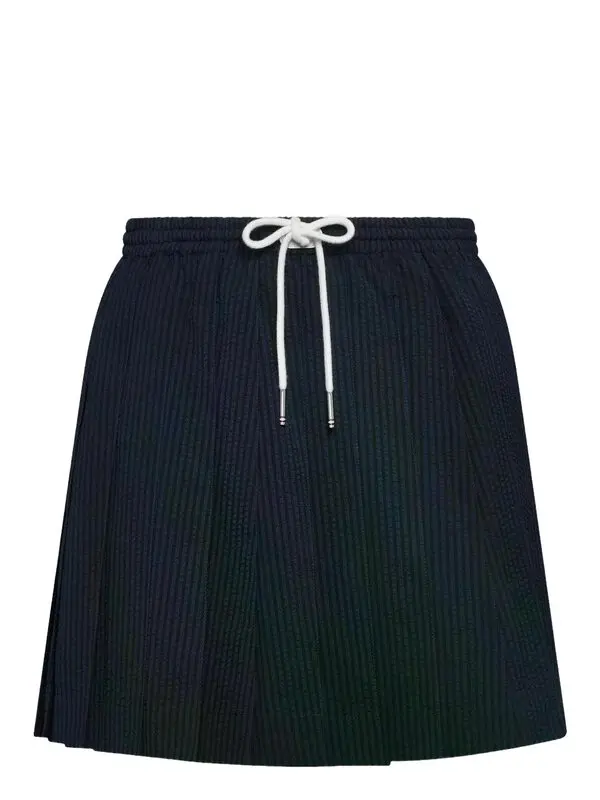 Thom Browne Seersucker Drawstring Pleated Mini Skirt - Blue