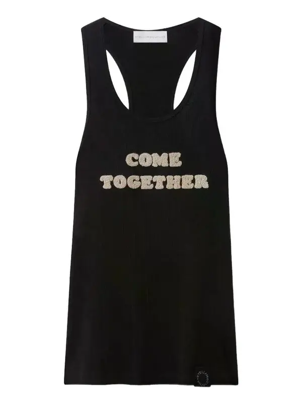 Stella McCartney Come Together Lettering Ribbed Tank Top - Black