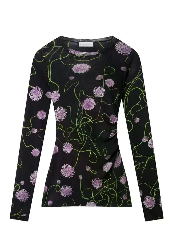 Stella McCartney Floral-print Long-sleeve T-shirt - Black