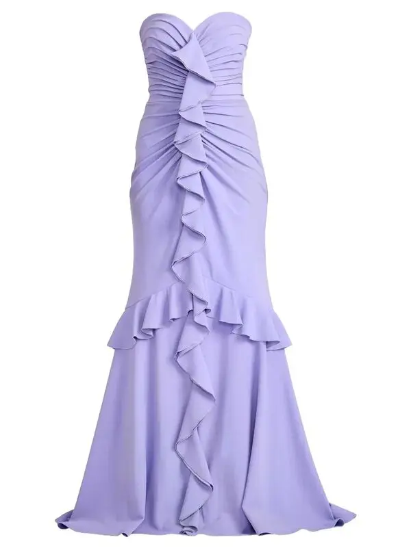 Tadashi Shoji Strapless Ruffled Gown - Purple