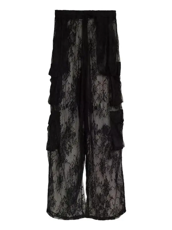 AMIR SLAMA Lace Ruffled Trousers - Black