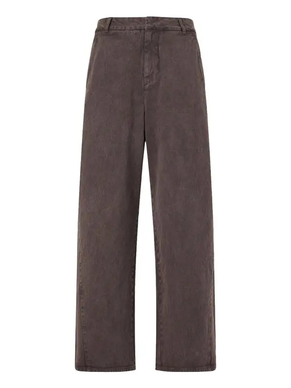 AMOMENTO Garment-dyed Wide-leg Jeans - Brown