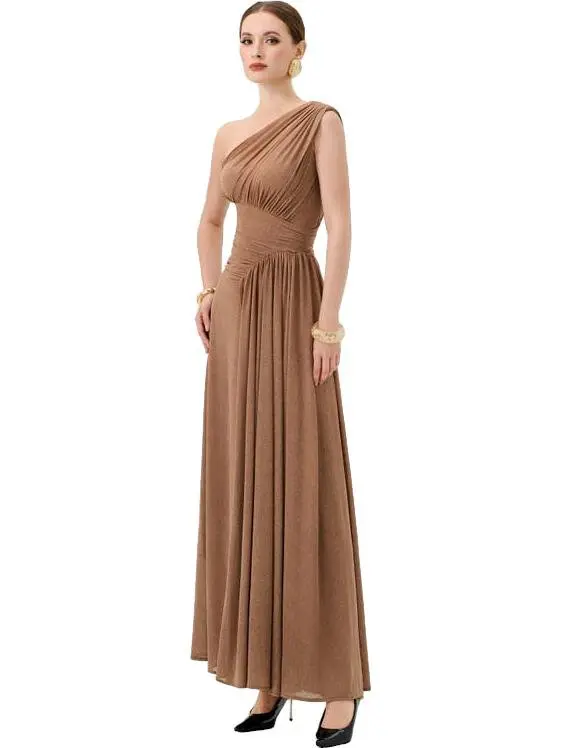 BARIANO Nisha One-shoulder Gown - Mocha