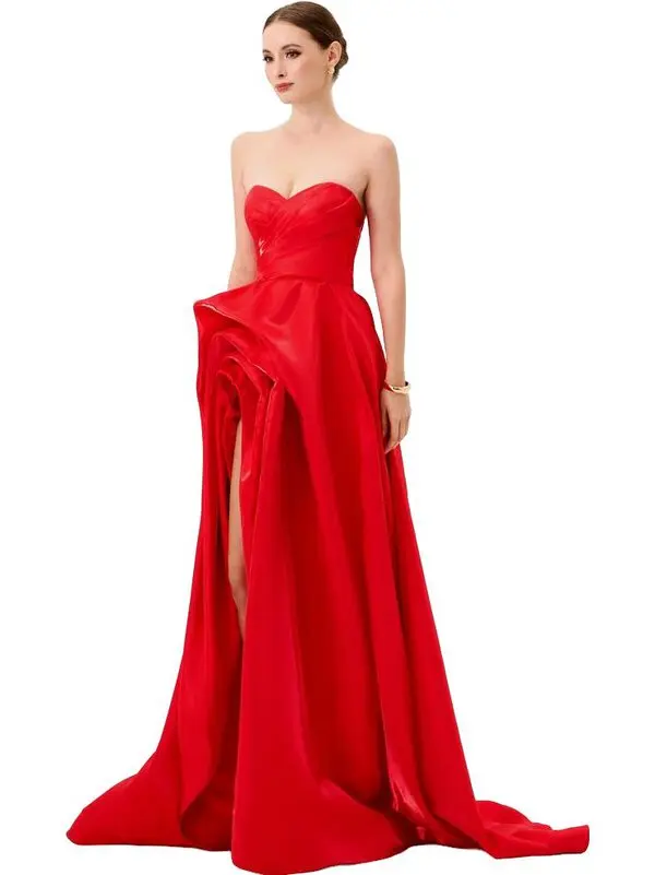 BARIANO Gianna Strapless Ball Gown - Red