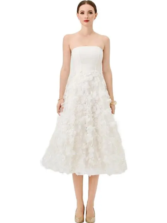 BARIANO Aryan Strapless Midi - White
