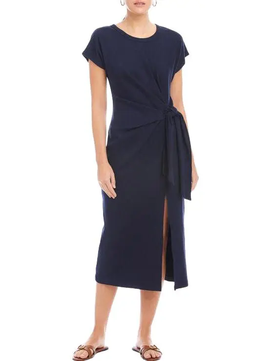 Fifteen Twenty Marissa Side Knot Midi Dress - Navy