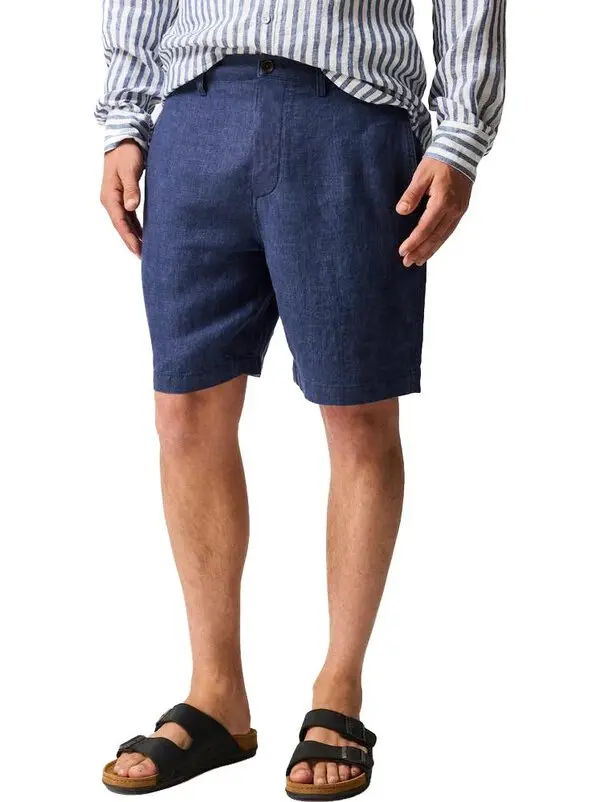 Rodd & Gunn Resort Flat Front Linen Bermuda Shorts - Marine