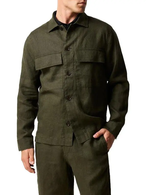 Rodd & Gunn Resort Linen Overshirt - Dark Olive