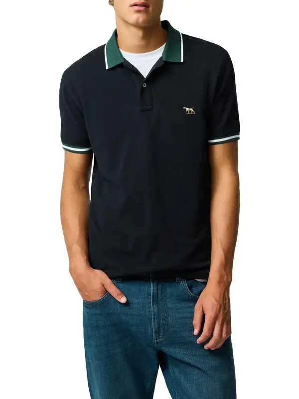 Rodd & Gunn New Lynn Sports Fit Tipped Cotton Piqué Polo - Onyx