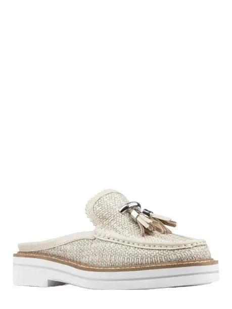 DONALD PLINER Tassel Mule With Memory Foam Cushioning - Beige/silver