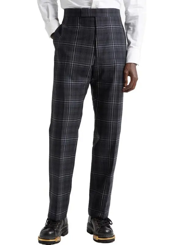 Thom Browne Plaid Wool Backstrap Trousers - Black