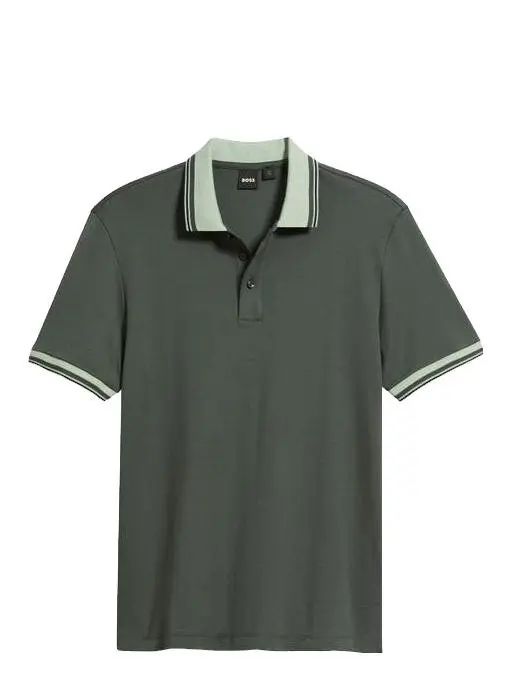 BOSS Parlay Tipped Cotton Polo - Open Green