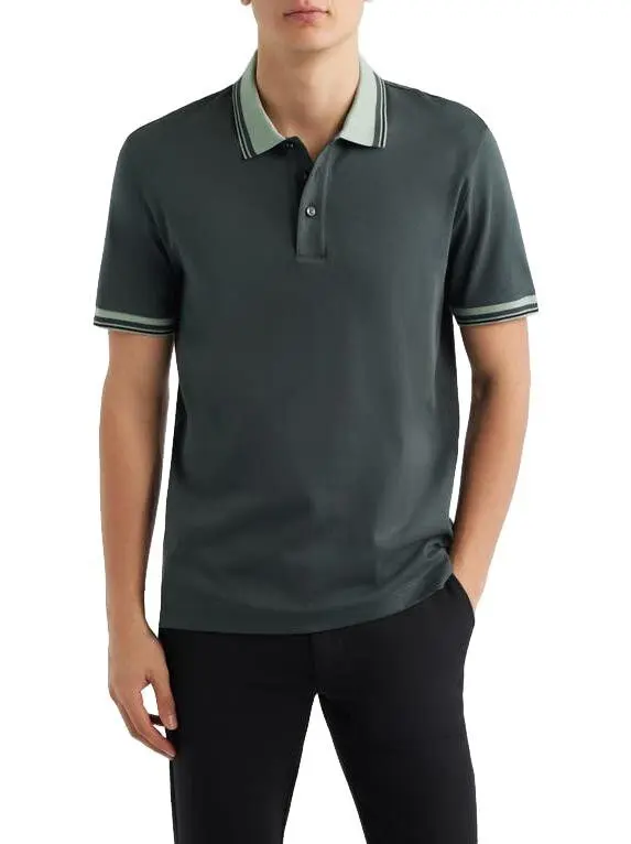 BOSS Parlay Tipped Cotton Polo - Open Green